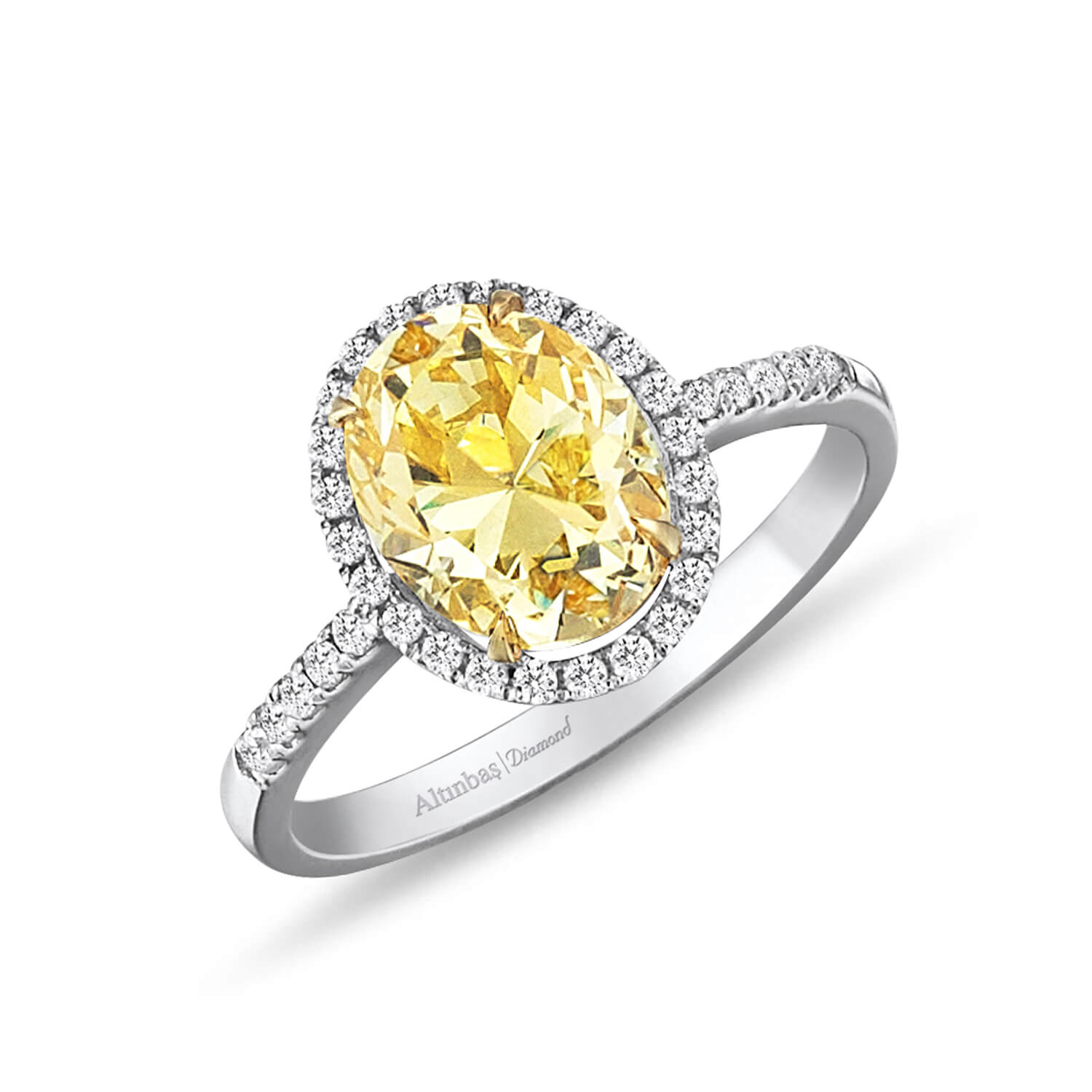 Pırlantalı Sarı Kuvars Yüzük