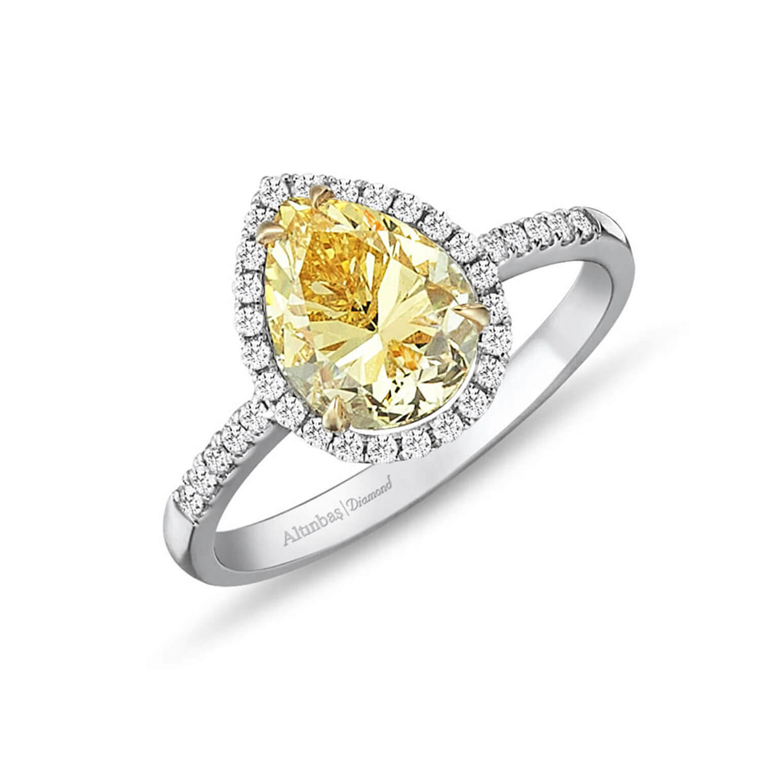 Pırlantalı Sarı Kuvars Yüzük