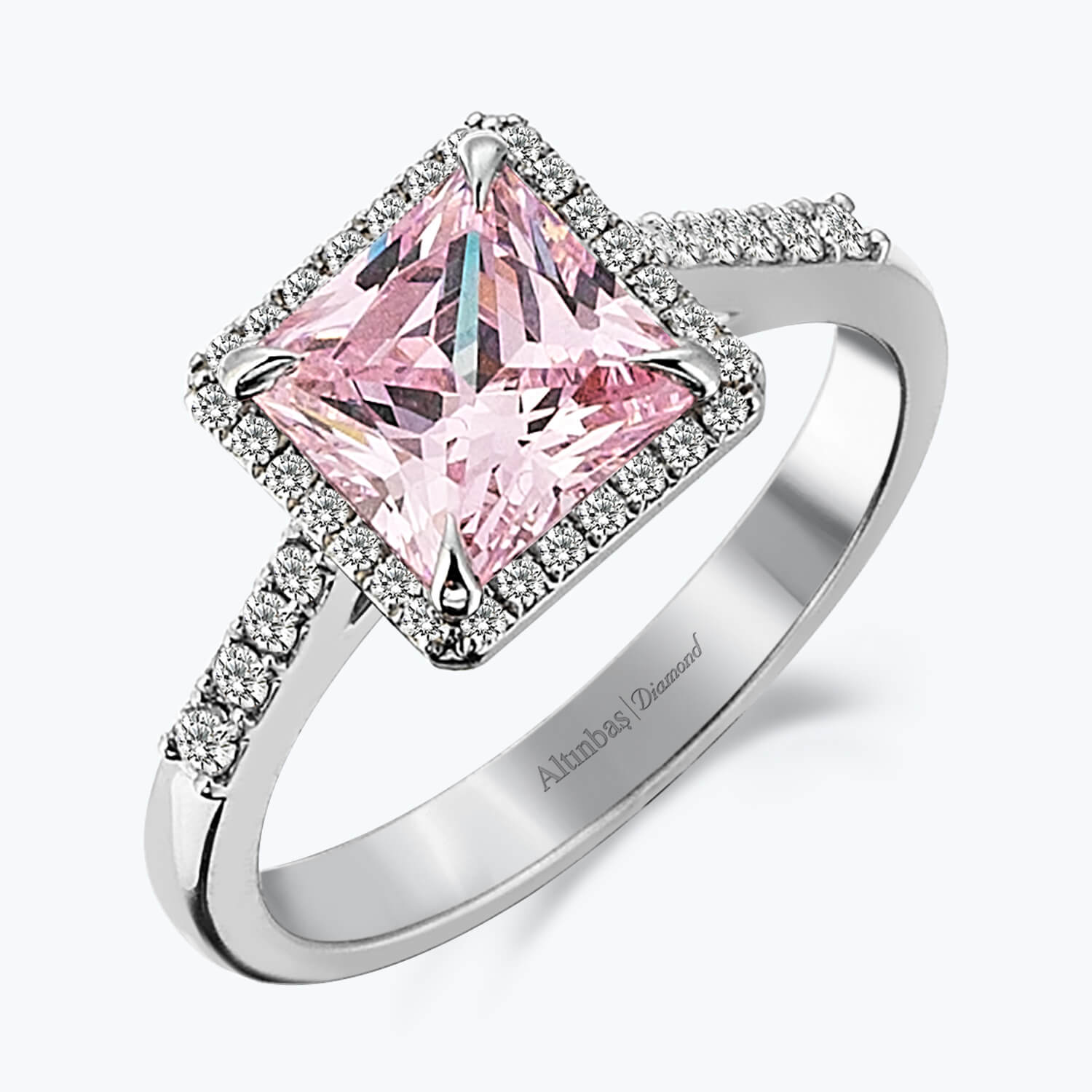 Pırlantalı Pembe Topaz Yüzük Pırlantalı Pembe Topaz Yüzük