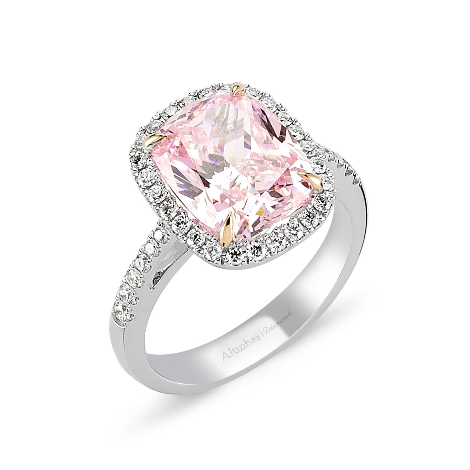 Pırlantalı Pembe Topaz Yüzük